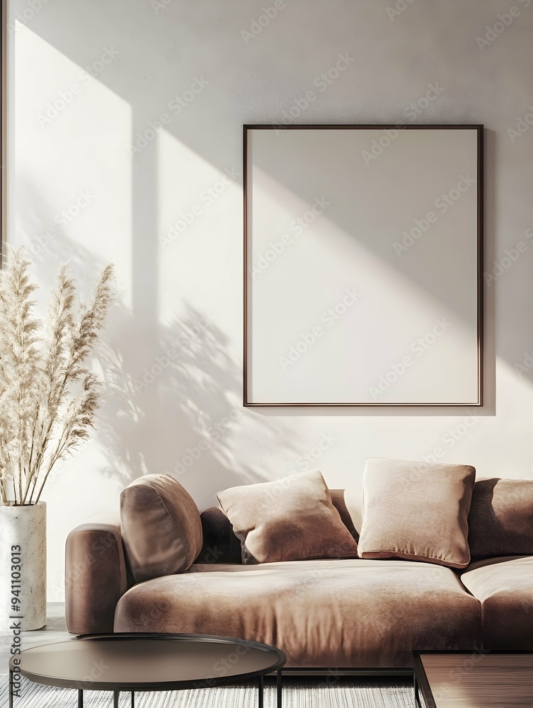 Single vertical ISO A0 frame mockup, reflective glass, mockup poster on ...