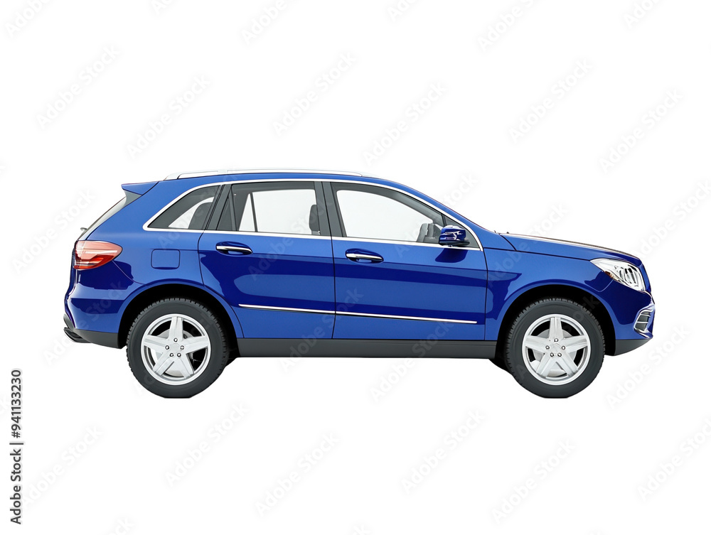 Blue SUV car side view, modern design, isolated on white background ...