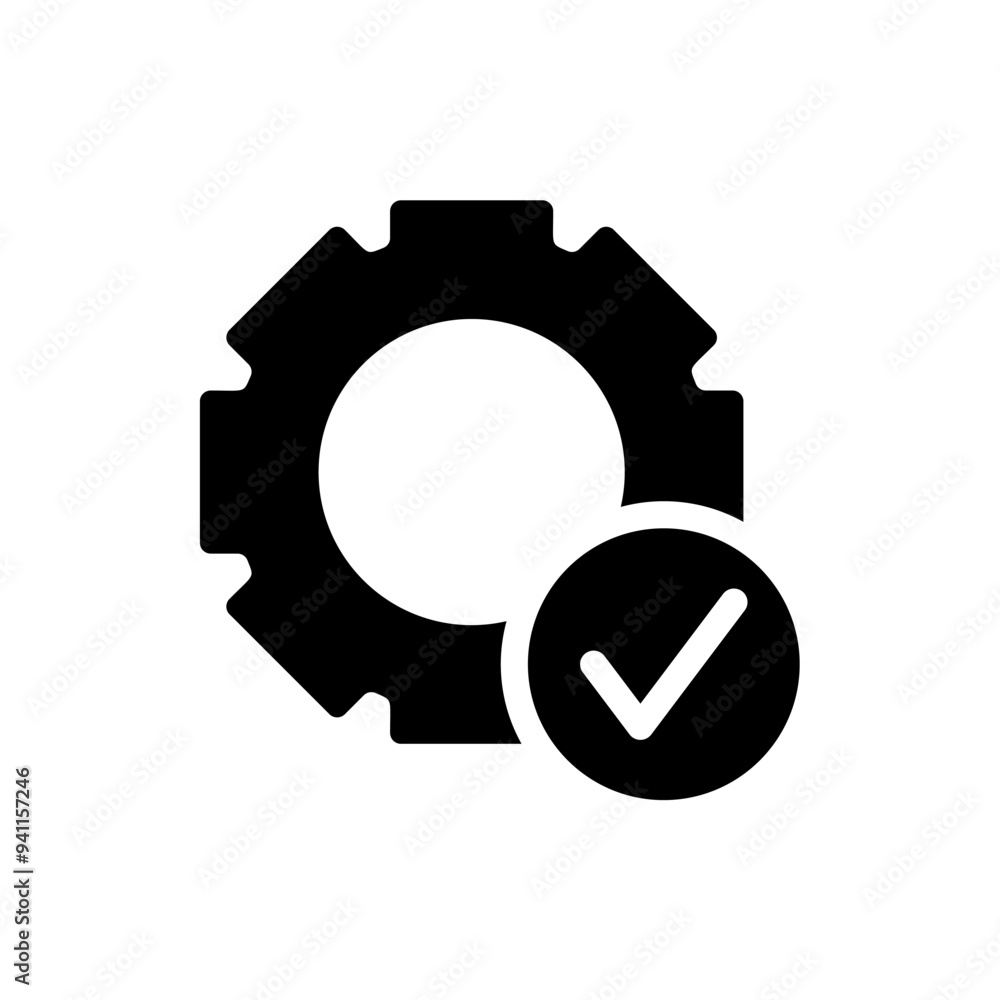 gear icon with check mark icon. vector isolated on white background ...