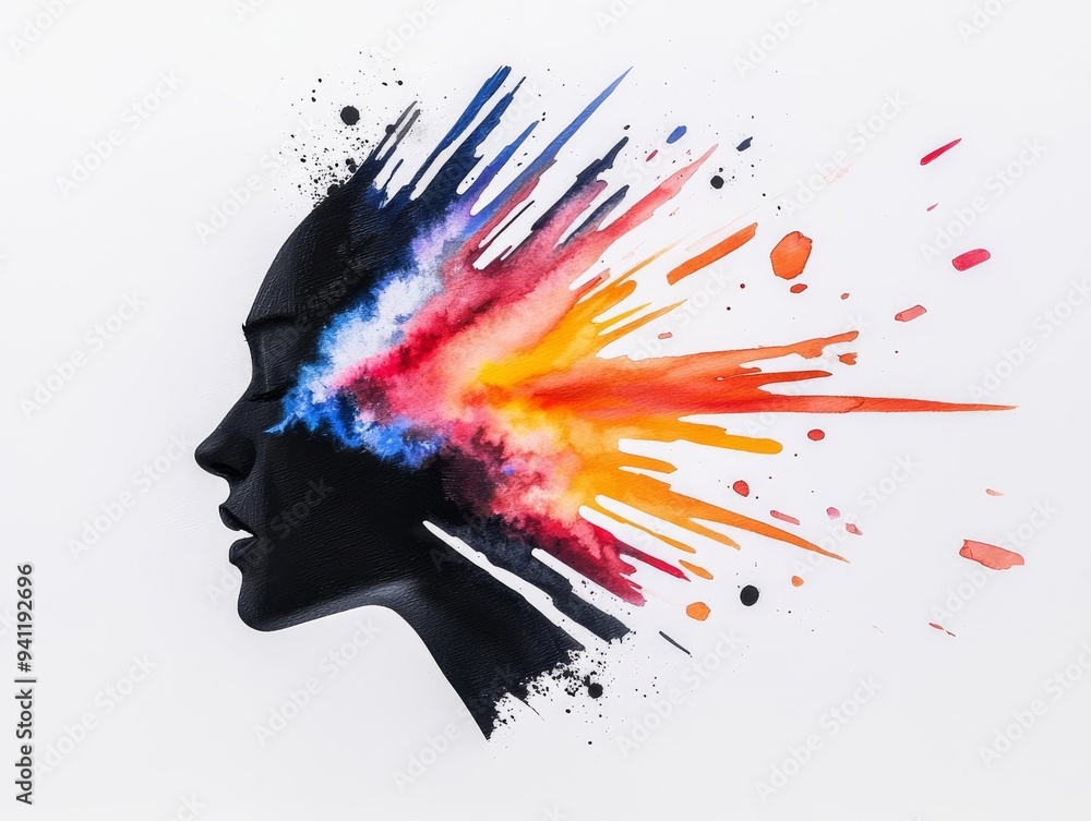 Abstract representation of a migraine with jagged shapes and intense ...