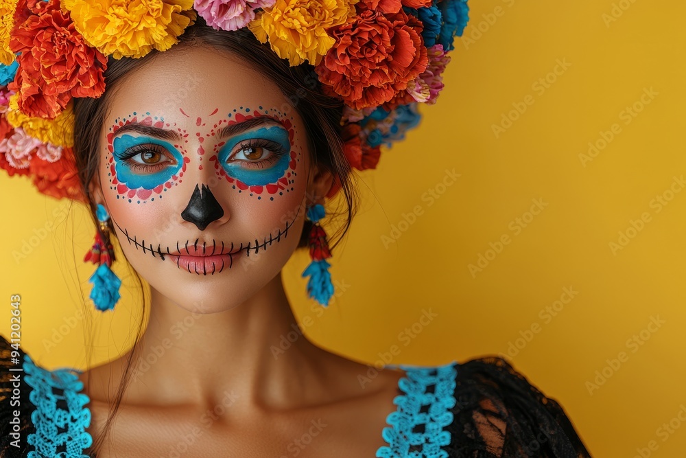 This is a close-up image of our beautiful calavera Santa Muerte ...