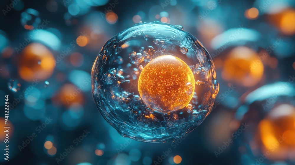 microscopic view of ivf process glowing egg cell precise needle ...