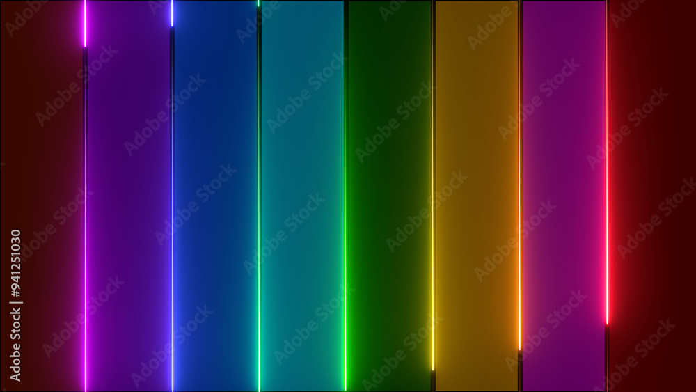 Neon light rainbow colorful background seamless loop 4k illustration ...