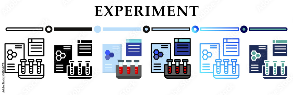 Experiment icon on banner web icons collection. 6 Various style icons ...