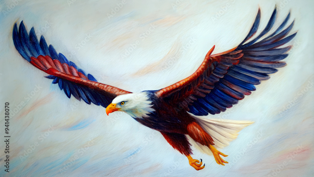 Pencil Sketch of an Eagle Soaring High Above Representing National USA ...