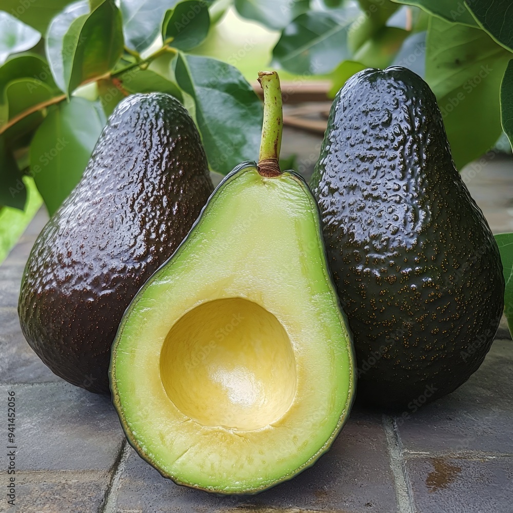 avocado, alligator pear or avocado pear - Persea americana - whole and ...
