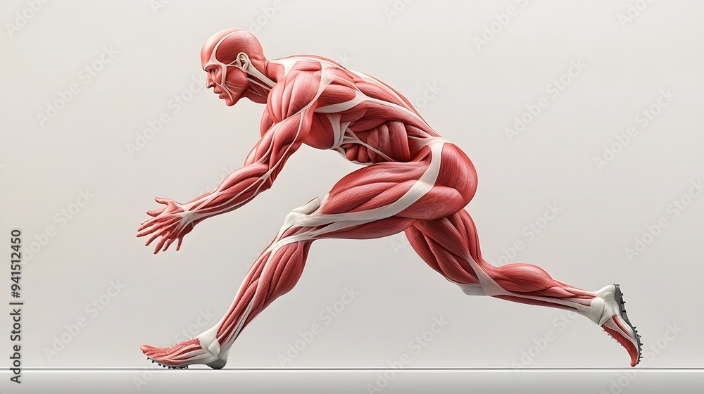Ilustración de Stock Muscular System in Athletic Pose: A muscular ...