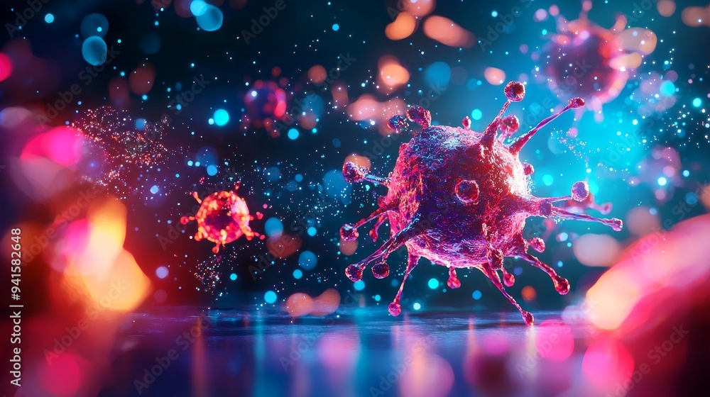 Cancer cells and T-cells within tumor microenvironment, complex ...