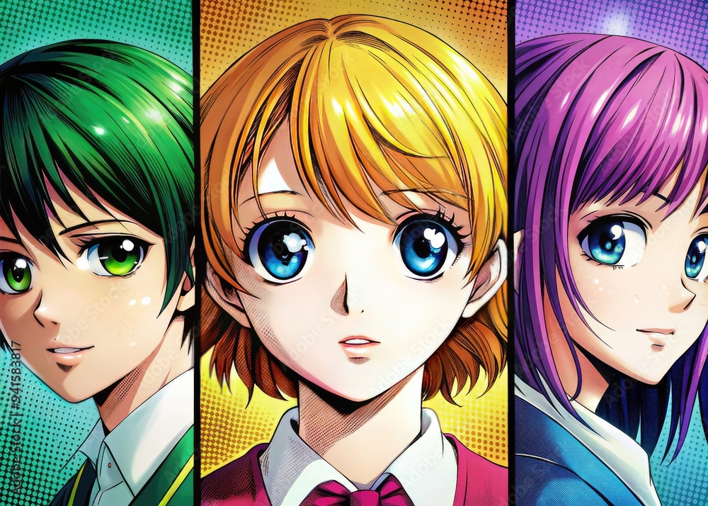 Cel-shaded Manga Aesthetic: Anime-inspired panels with stylized shading ...