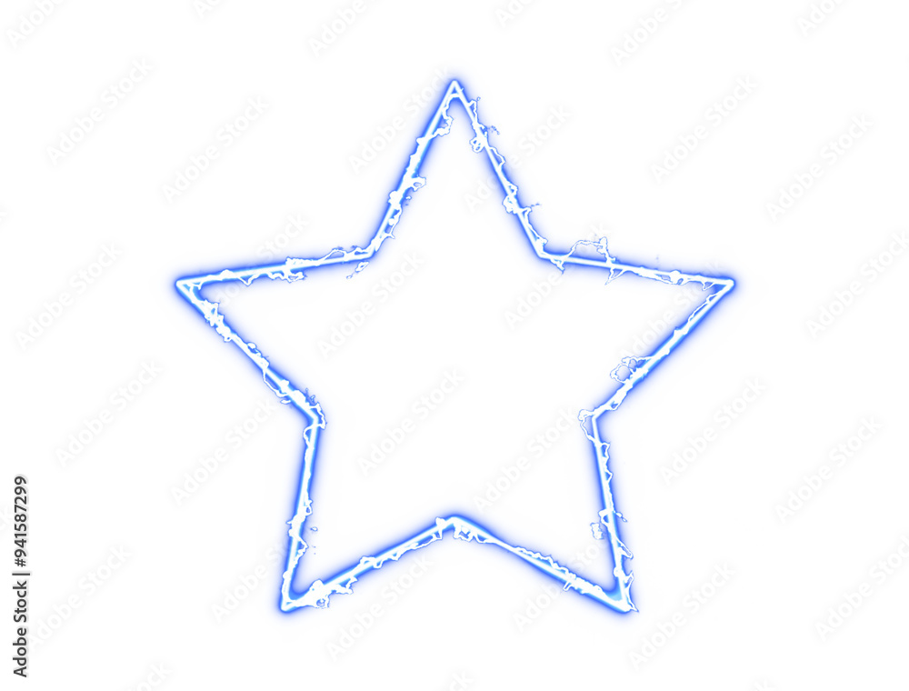 Star shape frame glowing blue electric arc effect border transparent ...