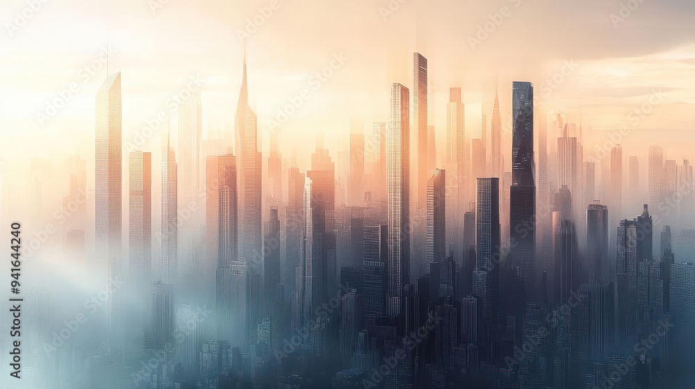 A city skyline where the tallest buildings are inflating, overshadowing ...