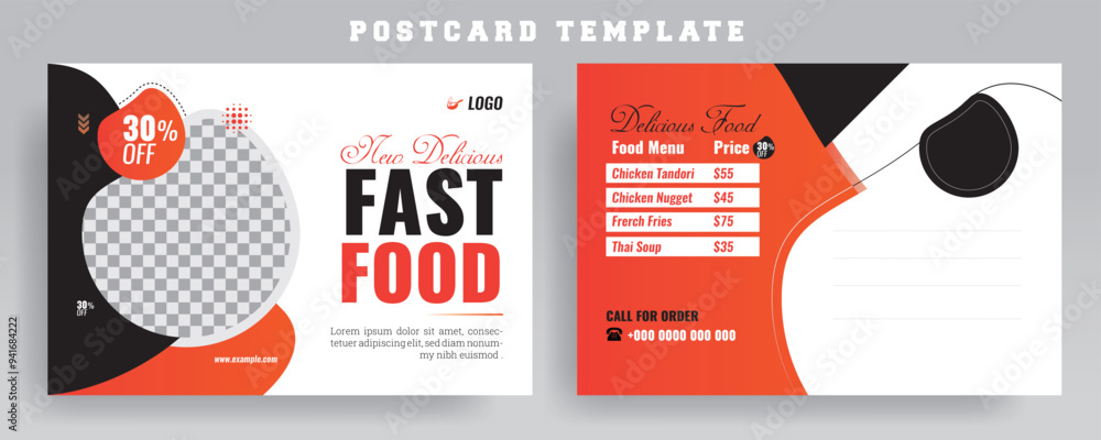 Stock-Vektorgrafik „Delicious Food Restaurant Postcard design, Healthy ...