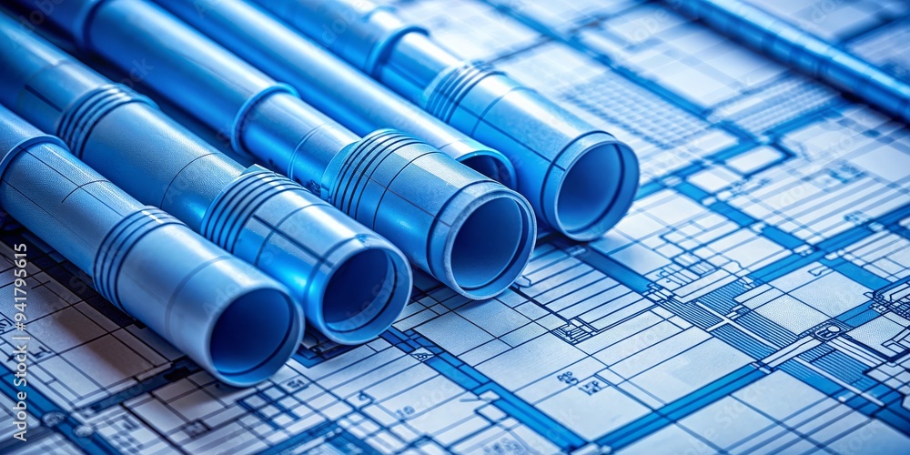 Blueprints and Pipes A Close-up Perspective of Architectural Design ...