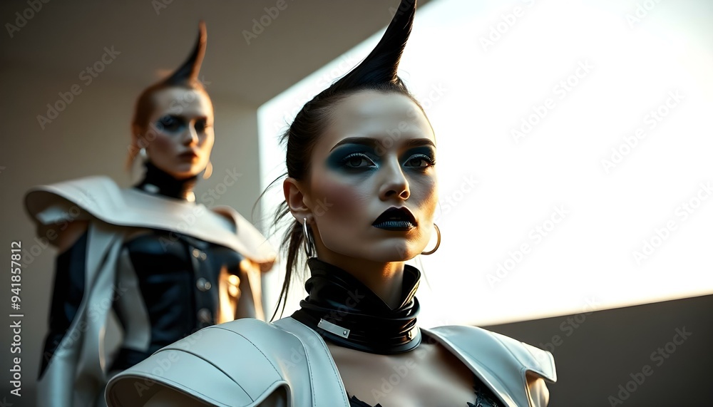 An edgy editorial showcasing futuristic garments on models, blending ...