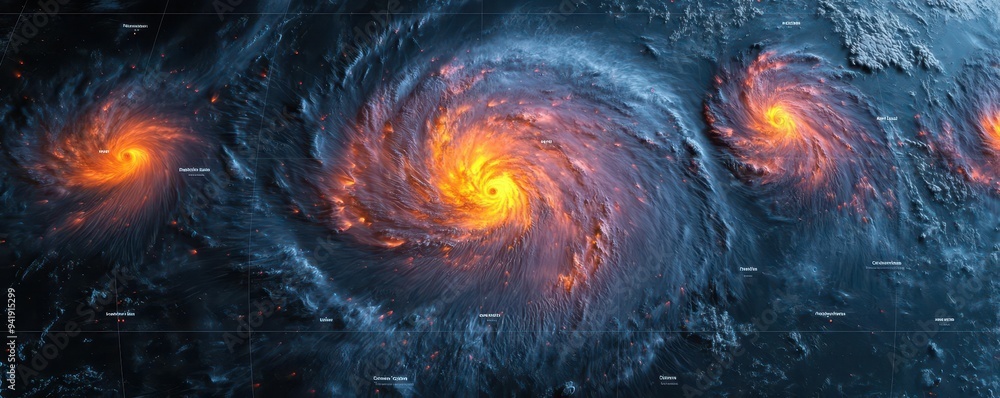 An interactive weather map showing the paths of multiple storms, with ...