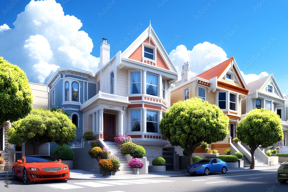 Landmark locations in historic districts highlighted in an illustration ...