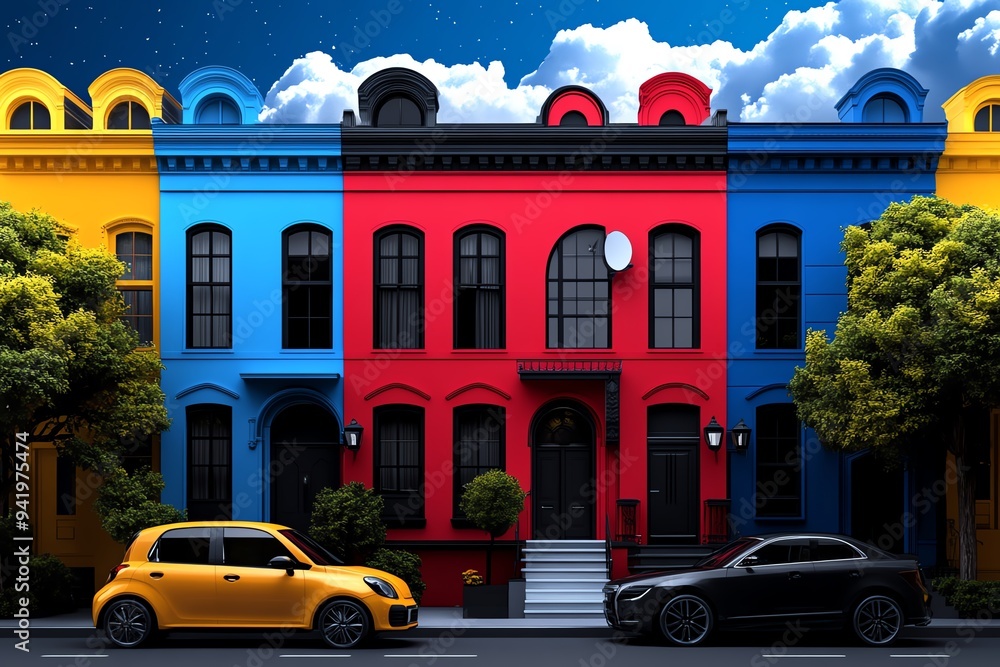 Landmark locations in historic districts highlighted in an illustration ...