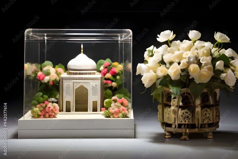 vase with flowers and khana kaba Stock Illustration | Adobe Stock