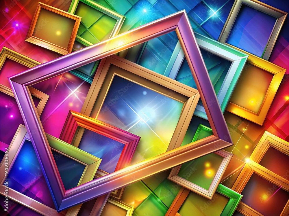Vibrant abstract background with overlapping rectangular frames in ...