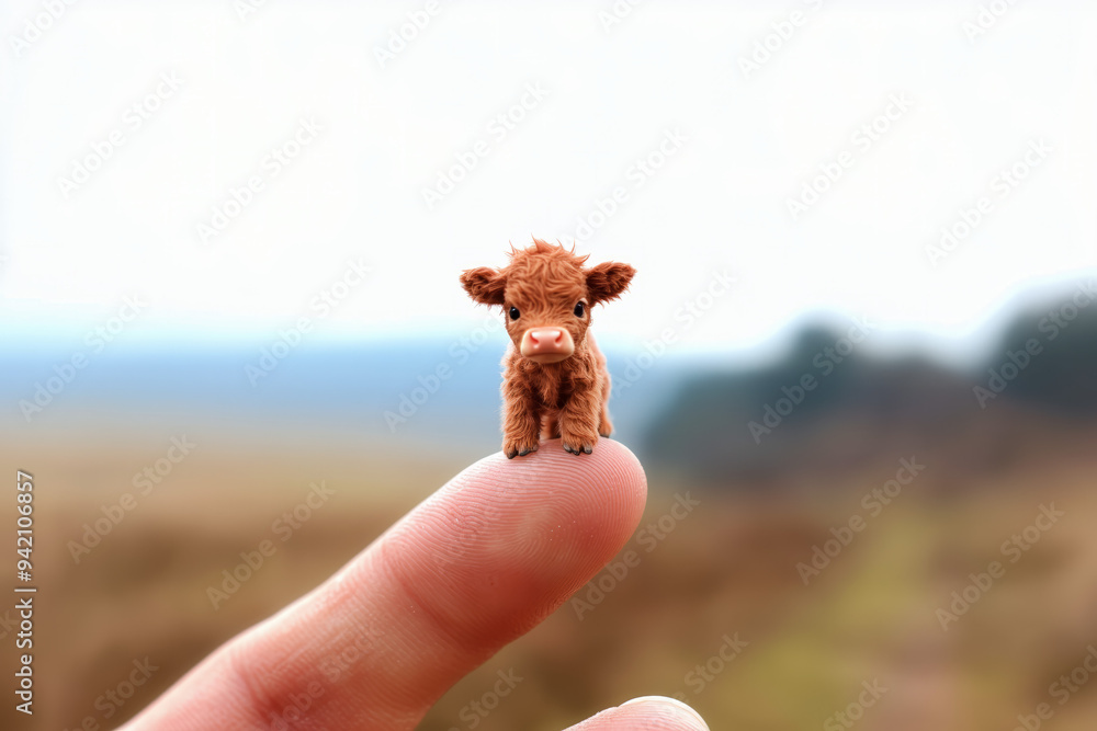 Hyper-Realistic Tiny Baby Highland Cow Perched on a Finger. The World's ...