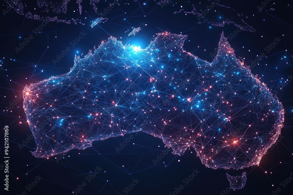 Abstract digital map of Australia. It's perfect for showing global ...