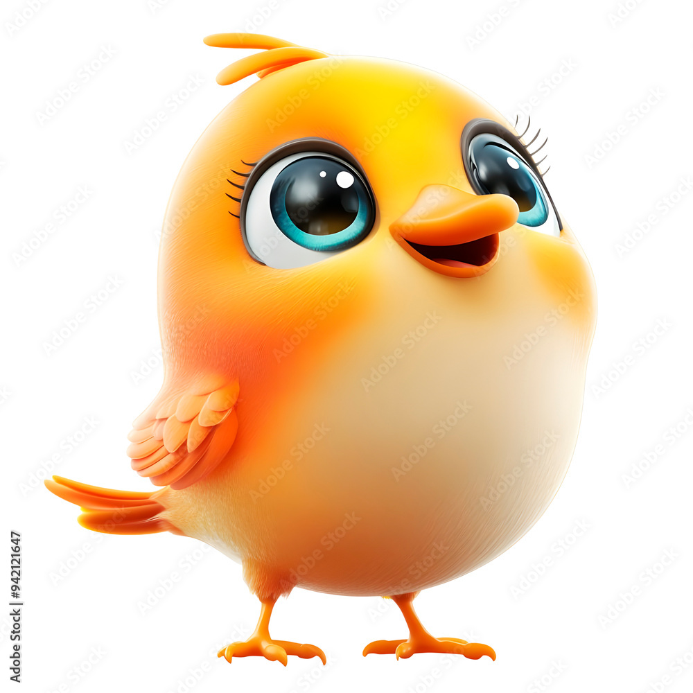 3d cartoon character 3d cute bird smiling playful yellow bird png ...