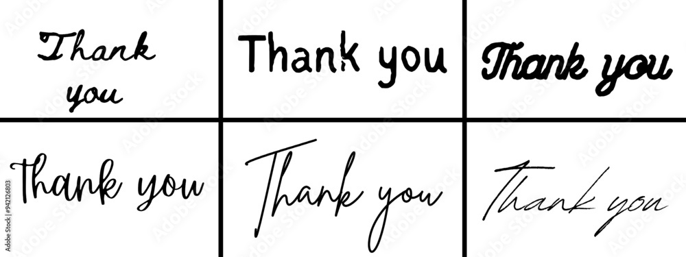 Handwritten 'Thank You' Typography in Various Styles - Creative Design ...