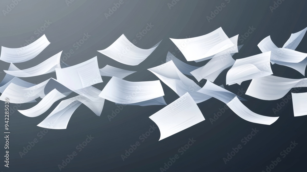 Modern illustration of stack of blank pages, office documents, business ...