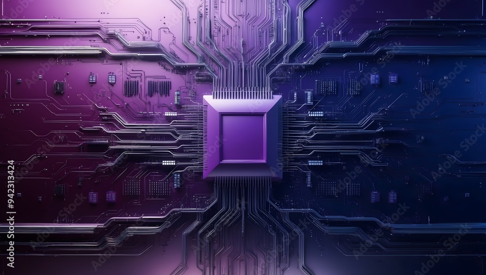 Visually striking abstract illustration of a microchip surrounded by ...