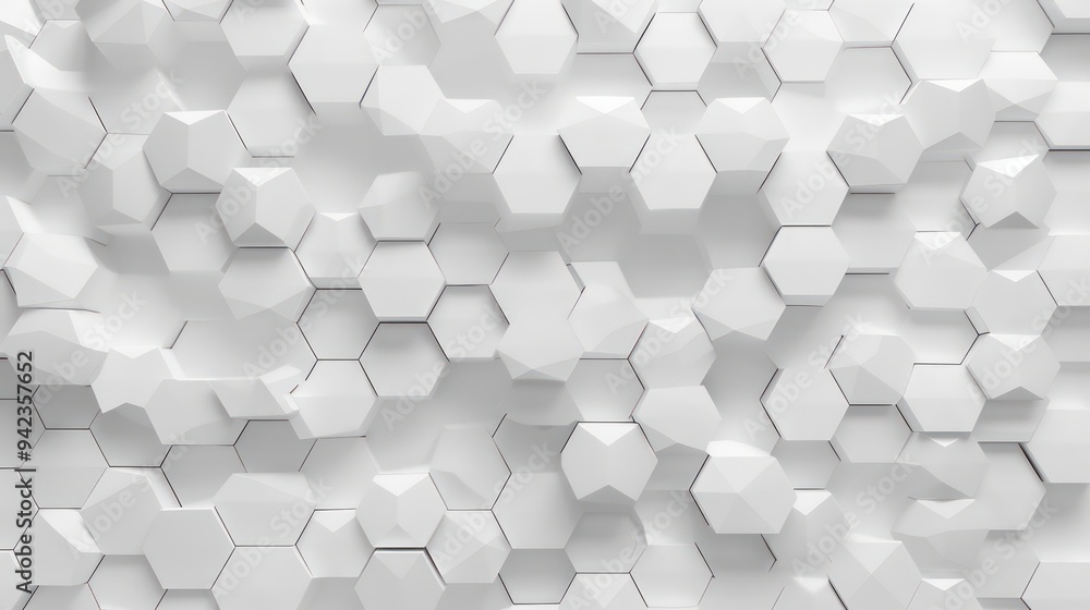 hexagonal tiled pattern in whitescale, light grey and white, smooth ...