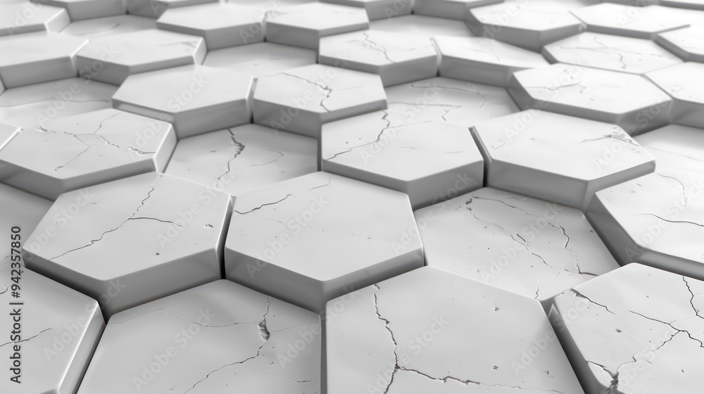 hexagonal tiled pattern in whitescale, light grey and white, smooth ...