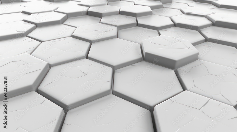 hexagonal tiled pattern in whitescale, light grey and white, smooth ...