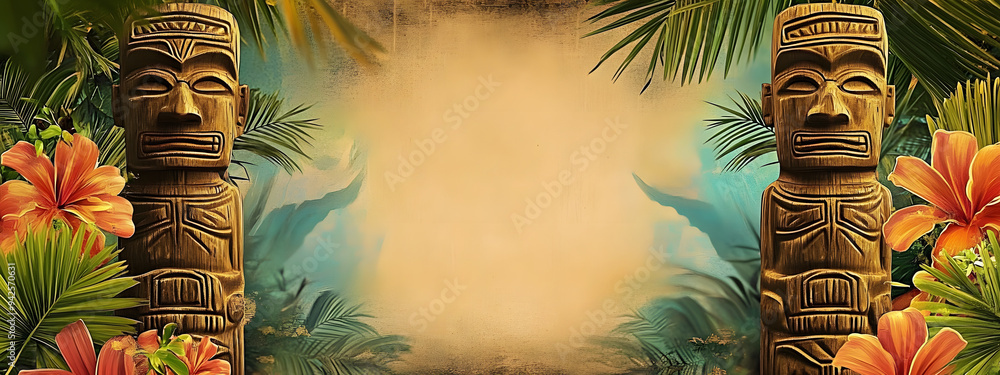 Stockillustratie Luau Personalize, Fill in the Blank, Tiki design ...