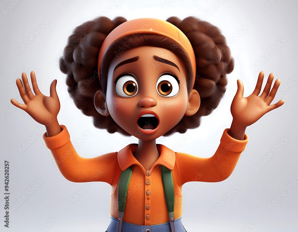 Ilustración de Stock Surprised shocked scared cartoon character young woman teen girl person ...