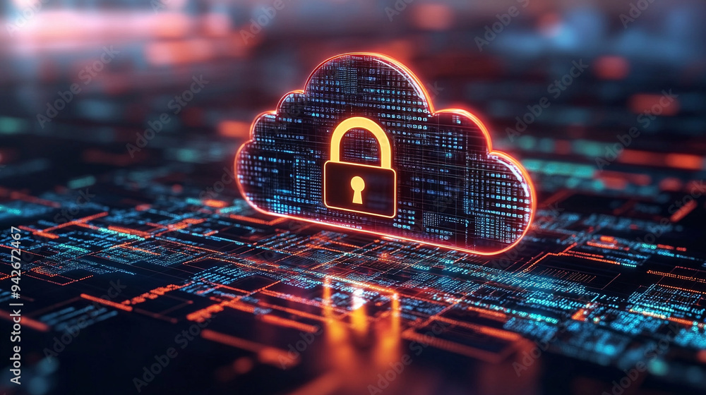 digital-themed image depicting cloud security and data storage ...