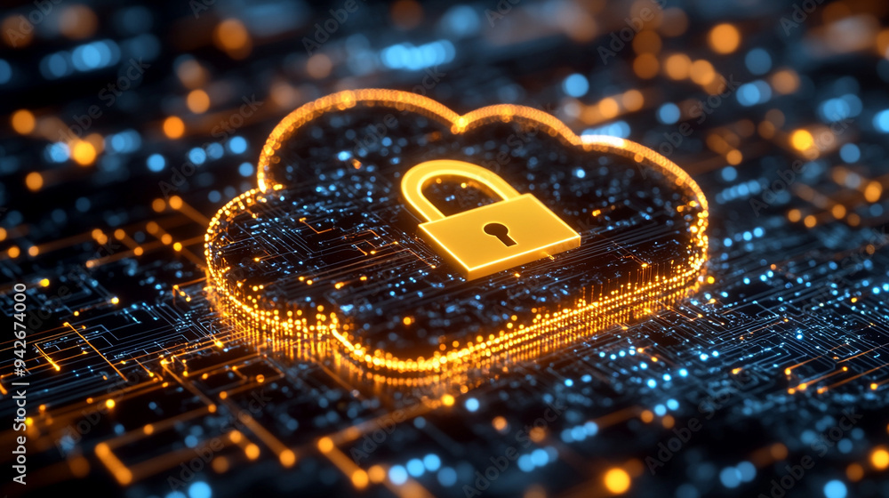 digital-themed image depicting cloud security and data storage ...