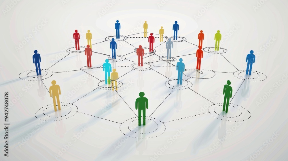 Circular diagram template design showing people social team connections ...