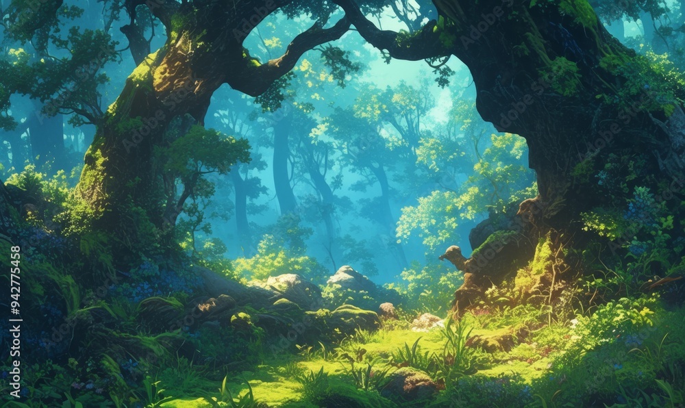 Enchanted Forest Depths: Mystical Digital Artwork Blending Fantasy and ...