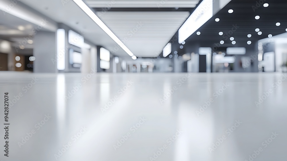 Contemporary Empty Exhibition Hall with Smooth Flooring, Blurred ...