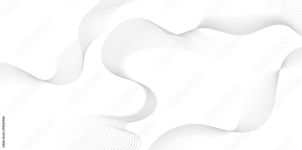 Abstract gray wave dynamic curve lines on transparent background with ...