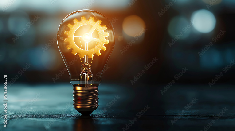 Light bulb with gears and cogs inside, representing creativity Stock ...