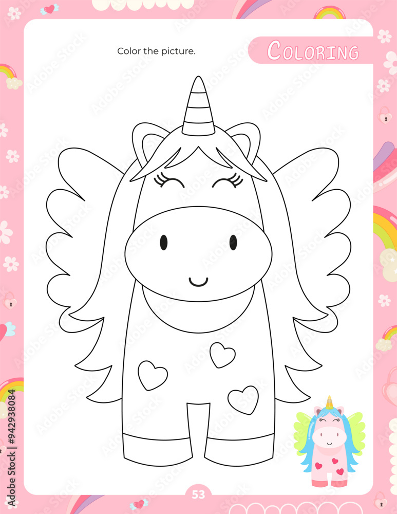 Activity Pages for Kids. Printable Activity Sheet with Unicorn ...