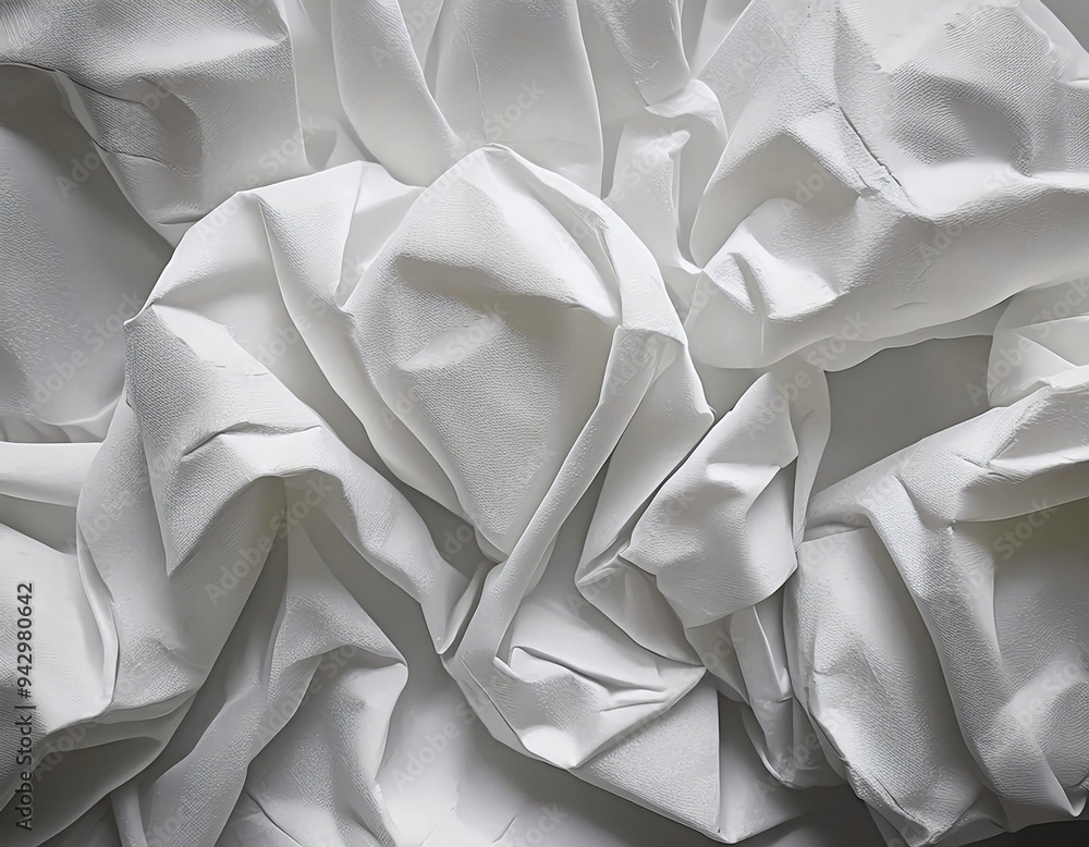 Crumpled white paper texture background with realistic creases and ...