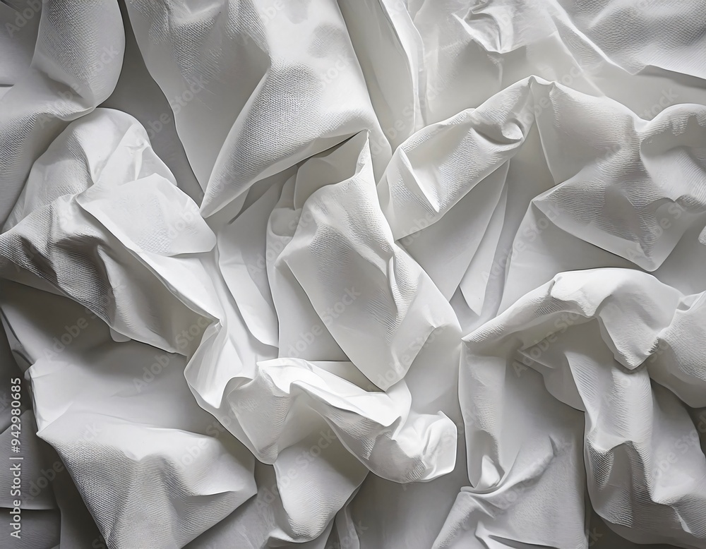 Crumpled white paper texture background with realistic creases and ...