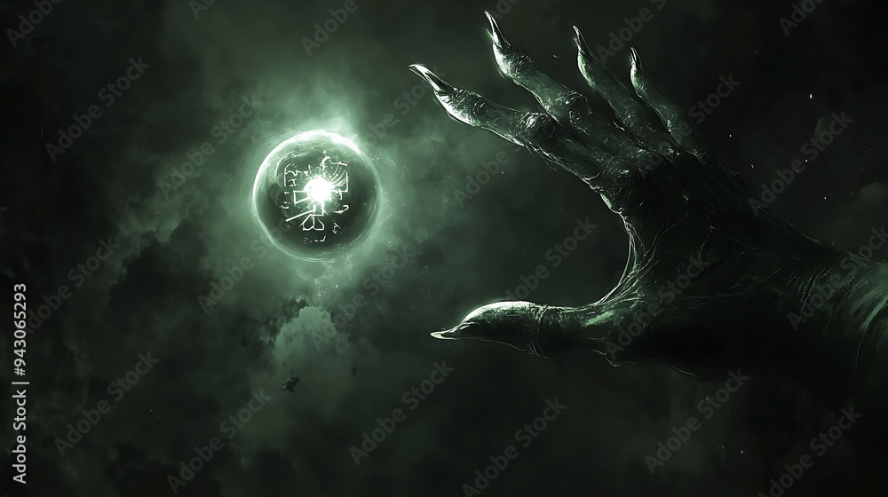 Alien Hand Reaching for Glowing Orb: Close-up of Enigmatic ...