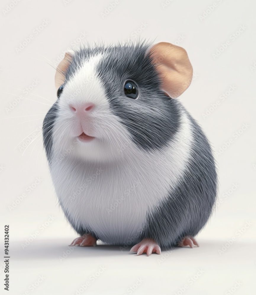 Cute guinea pig, white background, photorealistic style, high ...