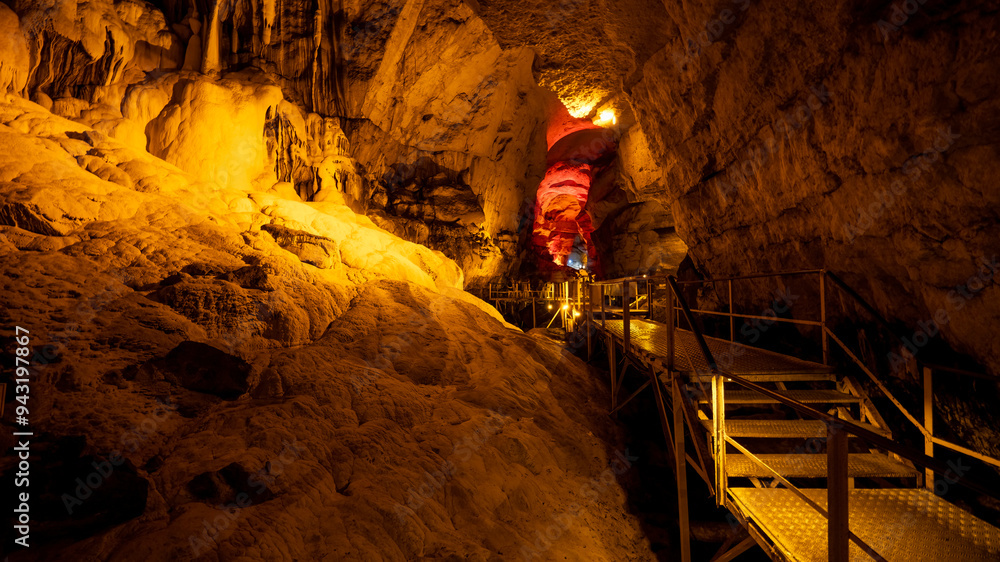 There is a natural suspension bridge inside the Altınbeşik Cave. Thanks ...