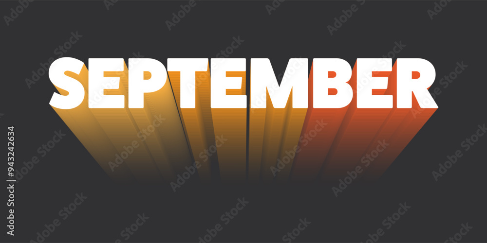 Bold 3D September Typography or Banner Design with Gradient Effect ...