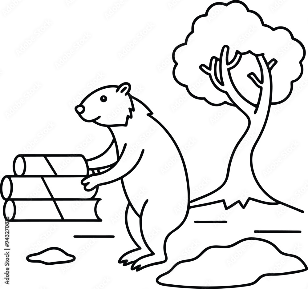 Fun beaver line art for kids to color creating playful and creative ...