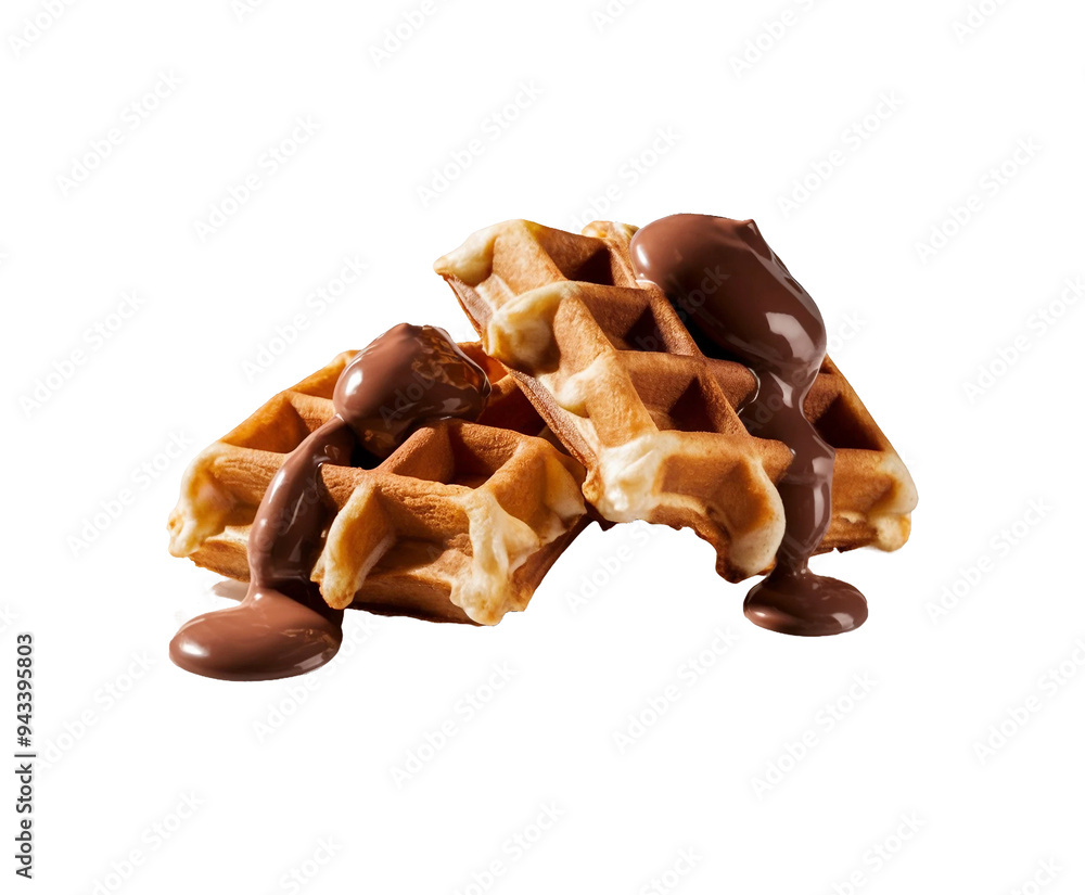 Waffles chocolate isolated and Delicious waffles dripping on ...